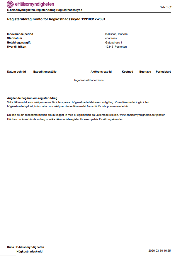 Registerutdrag PDF HKDB - Handbok för vård- och apotekstjänster